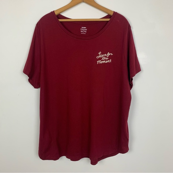 Old Navy | Tops | Nwt Old Navy Embroidered Maroon Short Sleeve Top Xxl ...
